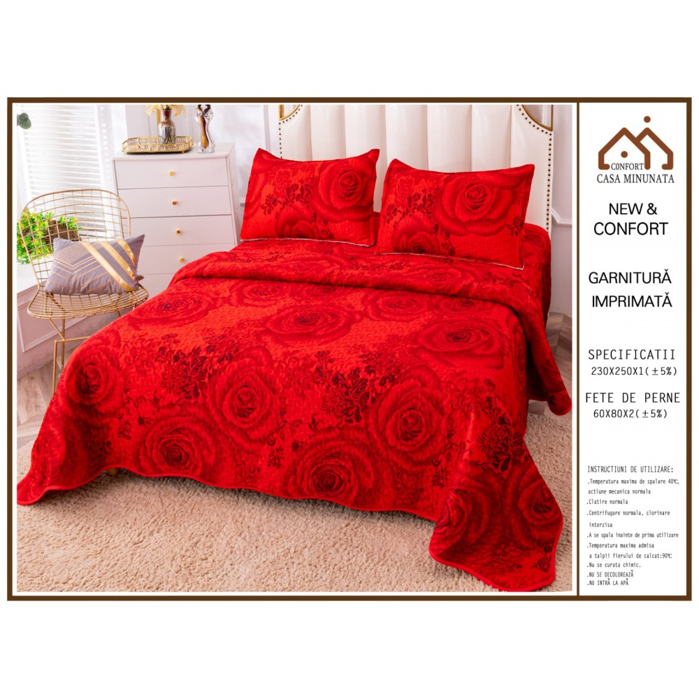 Cuvertura de pat din Catifea + 2 fețe de perna PCTF9 - Promotie Cuvertura de pat din Catifea + 2 ...