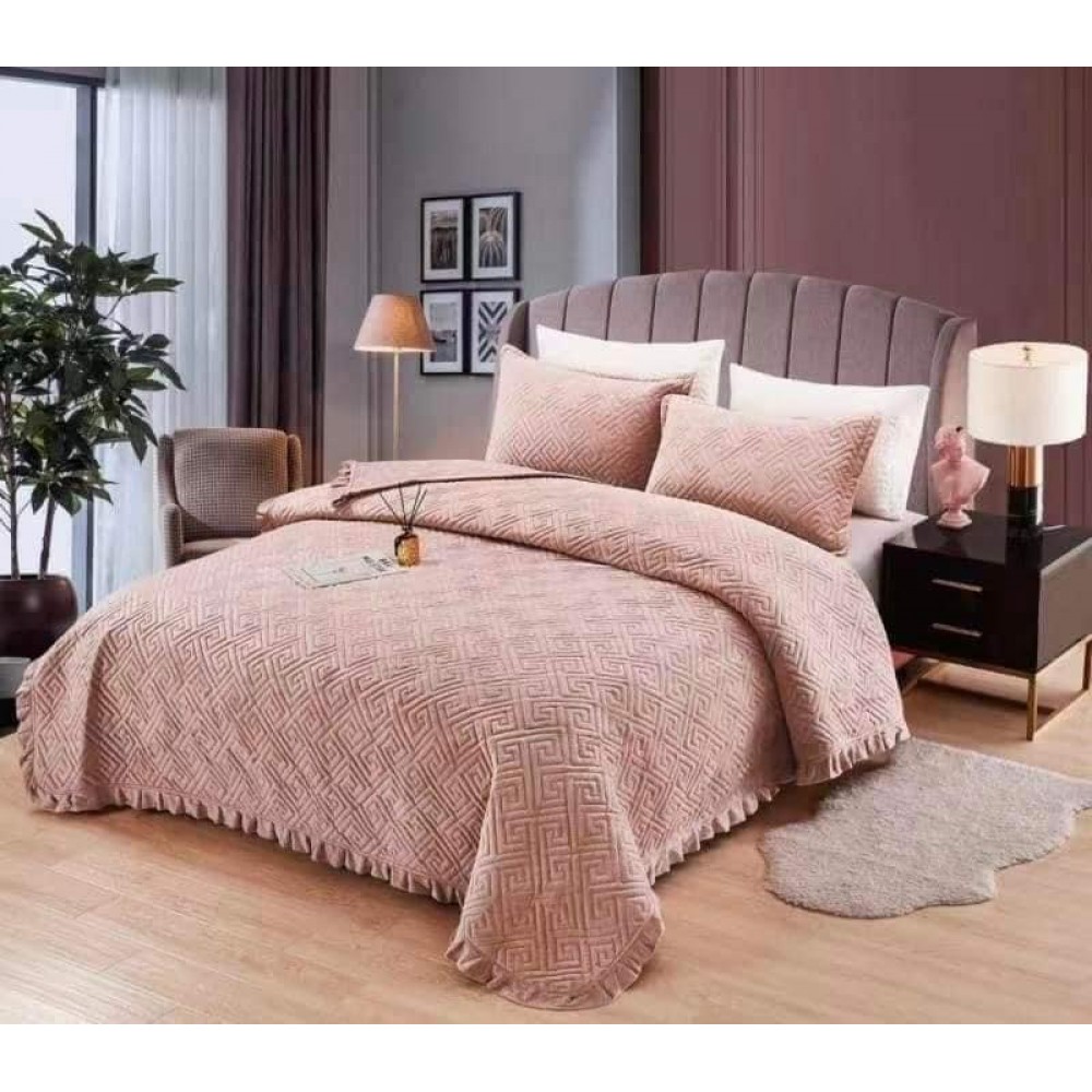 Cuvertura de pat din Catifea + 2 fete de perna YA7 - Promotie Cuvertura de pat din Catifea + 2 ...